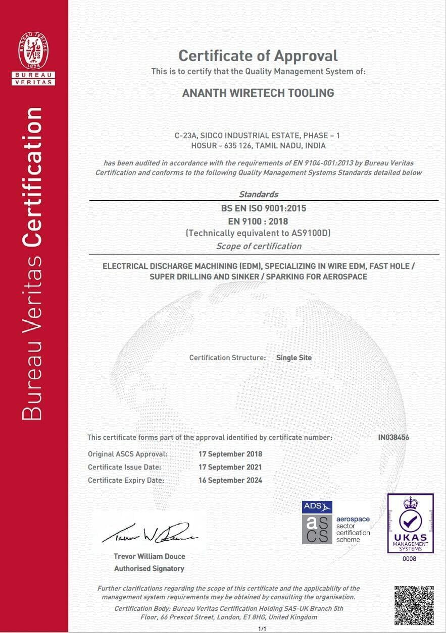 NADCAP ACCREDEITED, AS9100, WIRE EDM